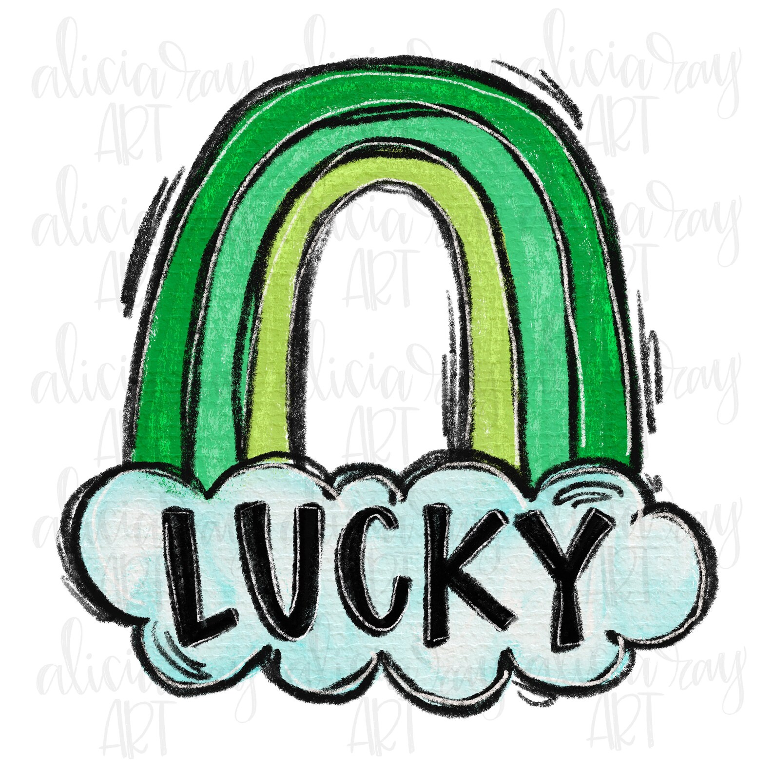 Lucky Rainbow PNG Sublimation Design | St Patricks Day | Hand Drawn ...