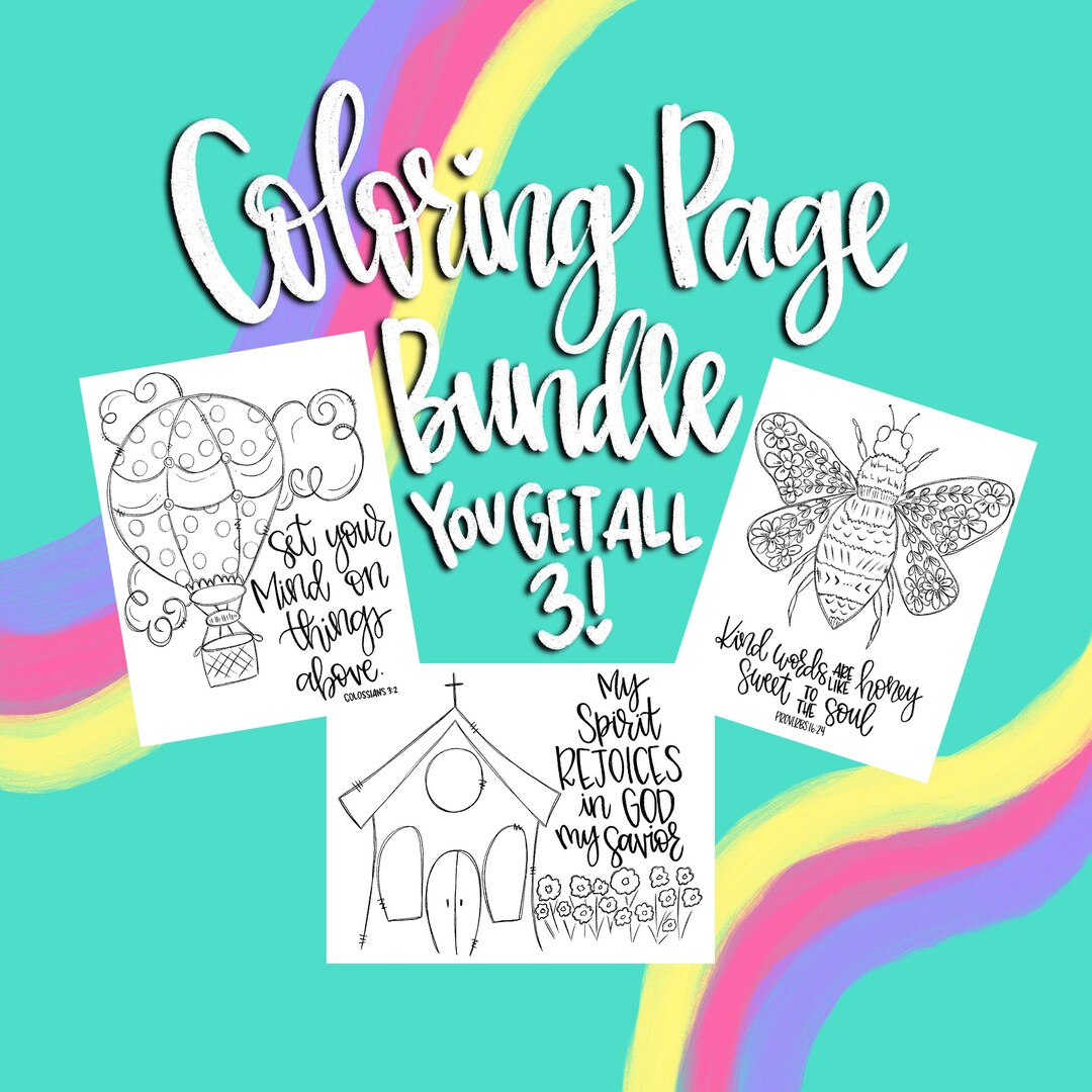 Christian Coloring Page Bundle | Digital Download | Hand Drawn ...