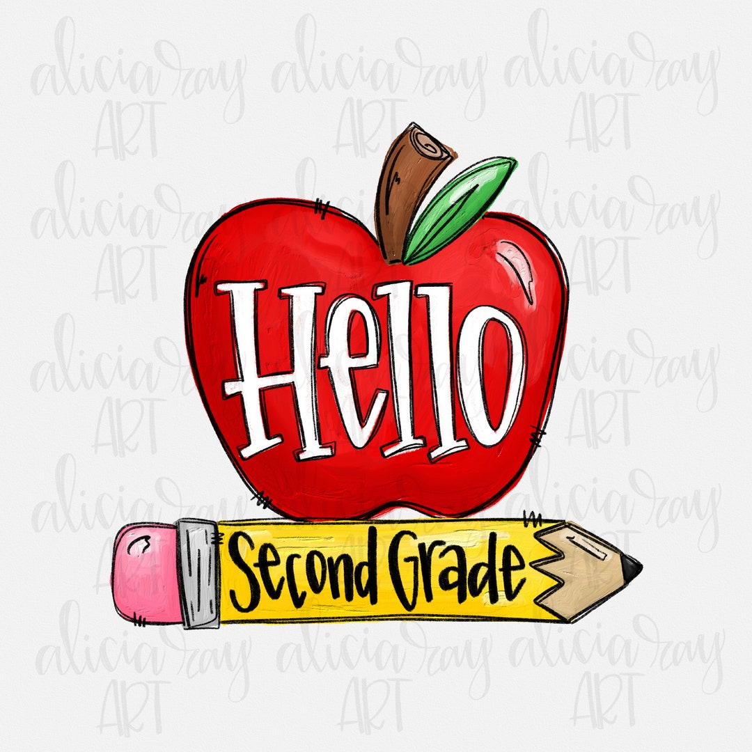 School Pencil Apple Sublimation PNG | Hand Drawn Digital Download ...