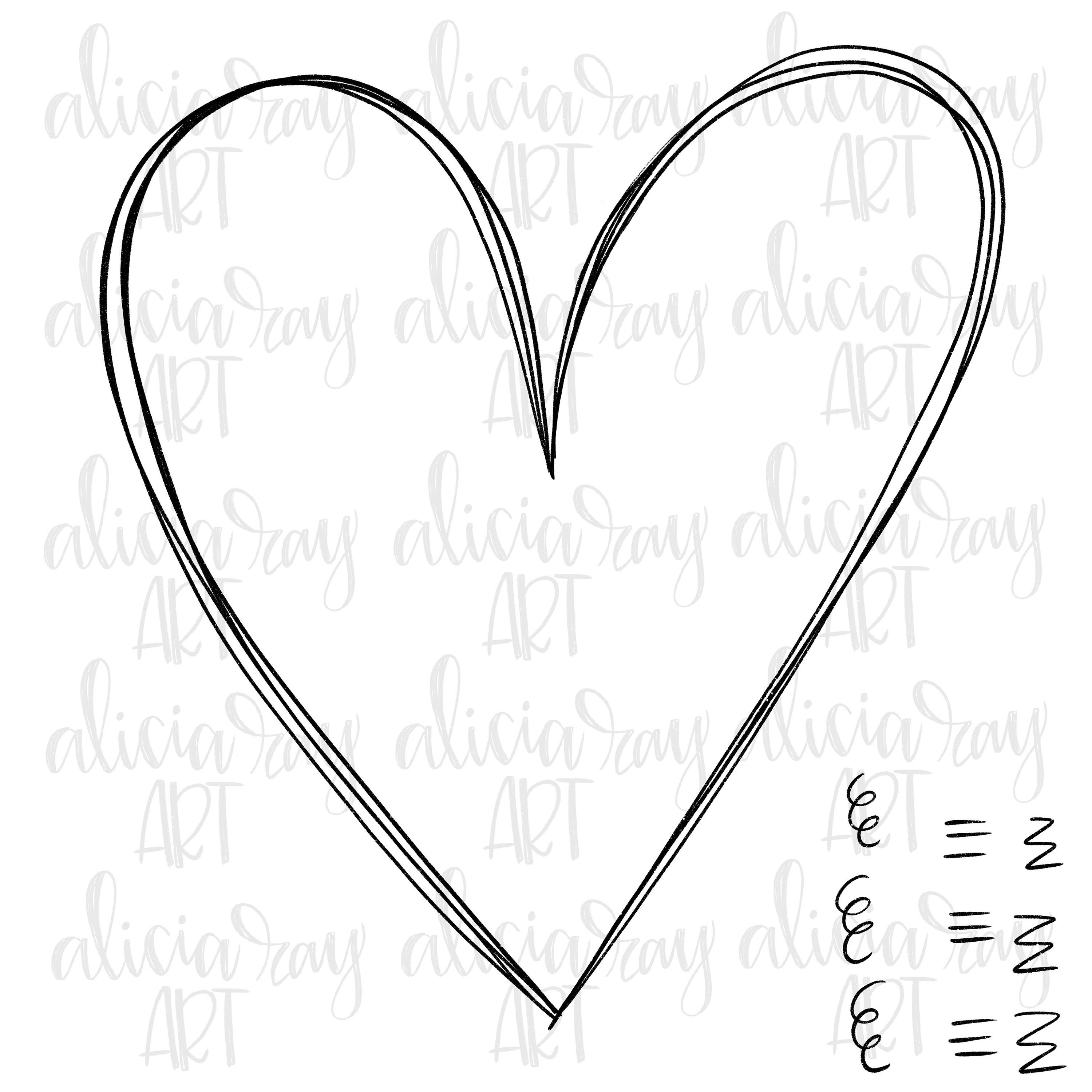 Heart Doodle With Transparent Inside PNG Sublimation | Hand Drawn ...
