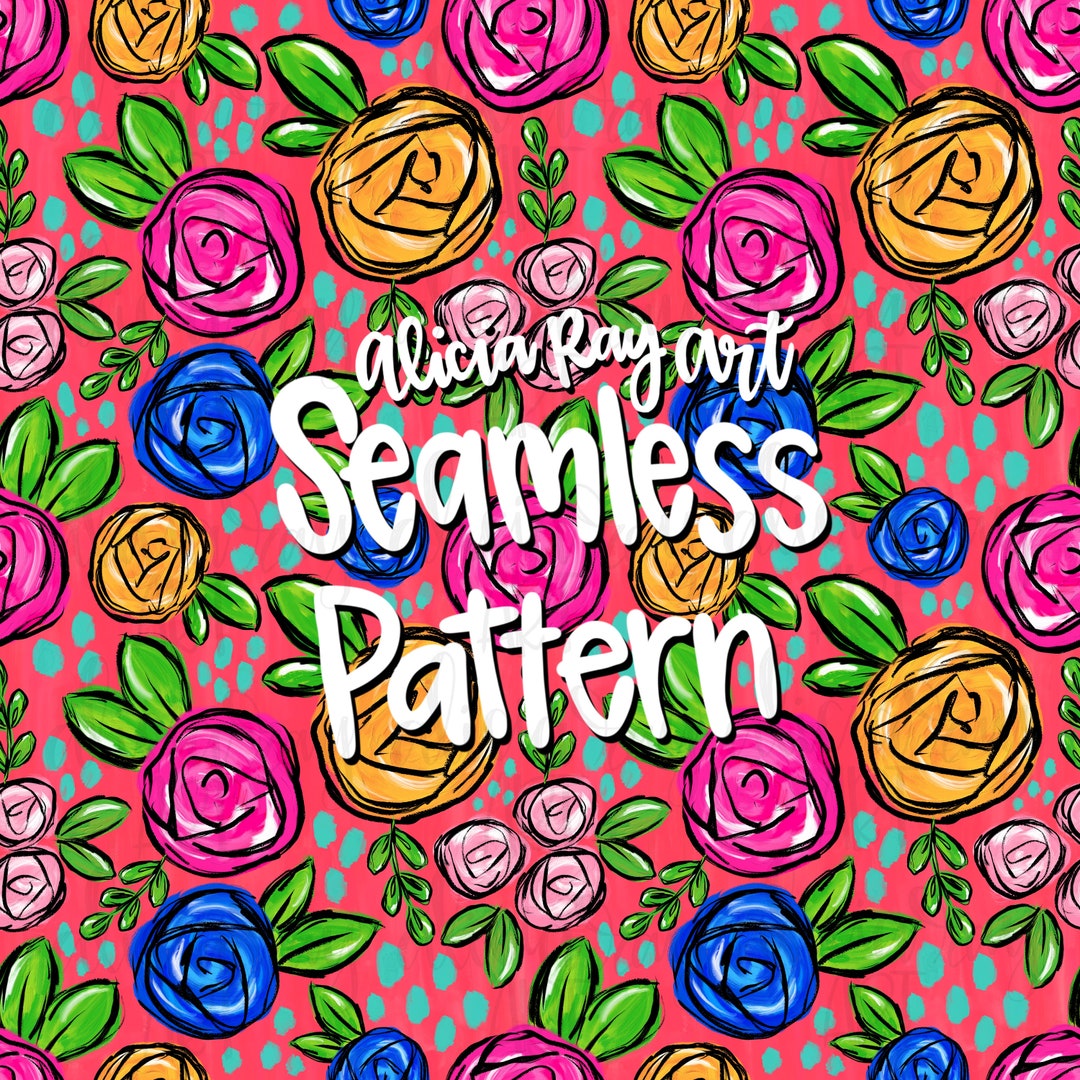 Floral Seamless File Pattern PNG | Hand Painted Repeat Pattern ...