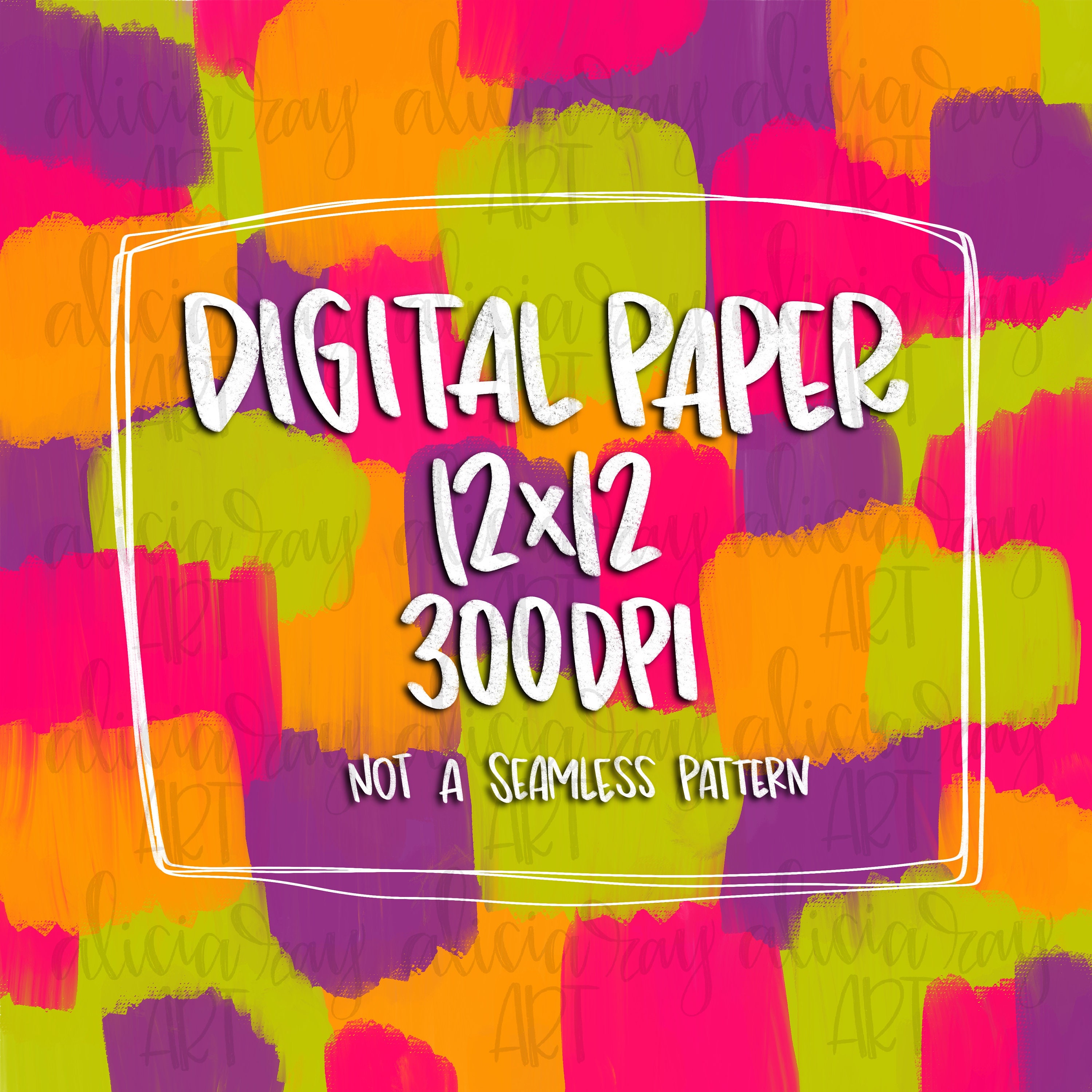 Bright Painted Brush Strokes Digital Paper Download | Hand Drawn ...