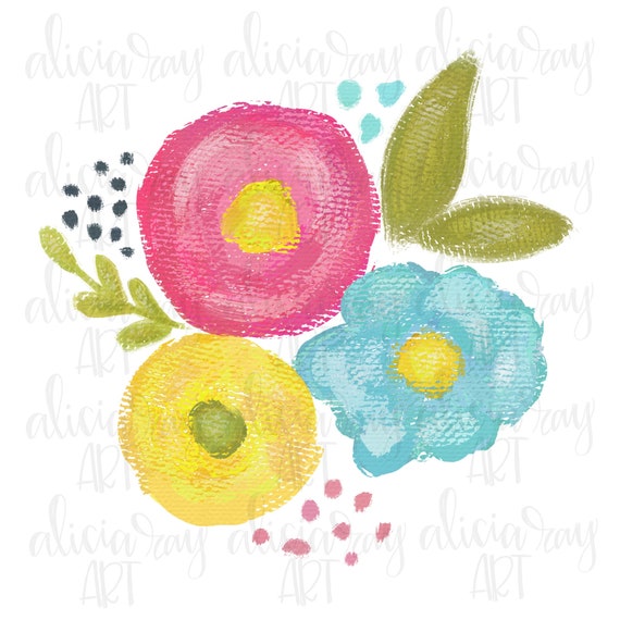 Floral Sublimation Design Hand Drawn Whimsical Flowers PNG | Etsy