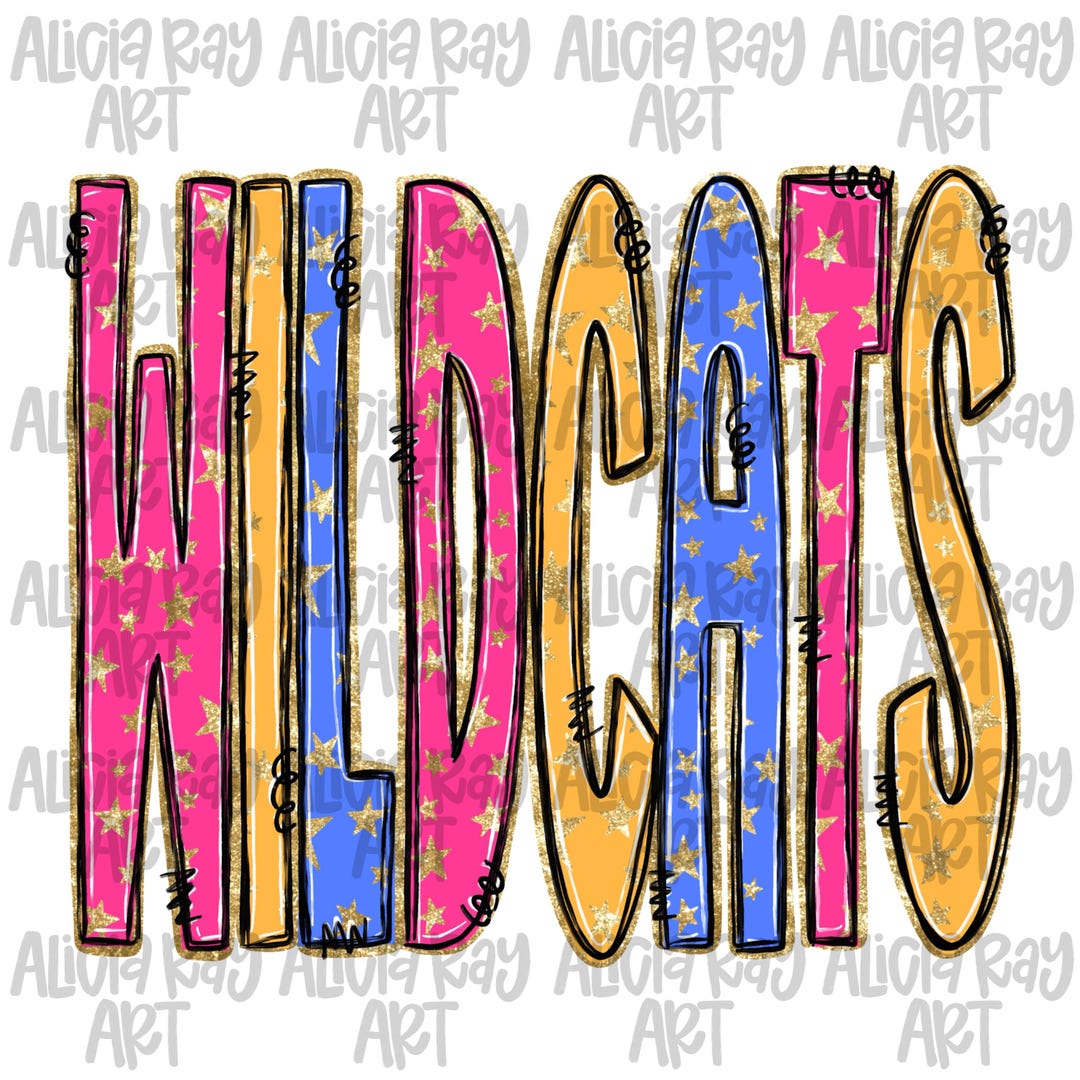 Wildcats Preppy Starry Mascot PNG File | Trendy Mascot DTF Design ...