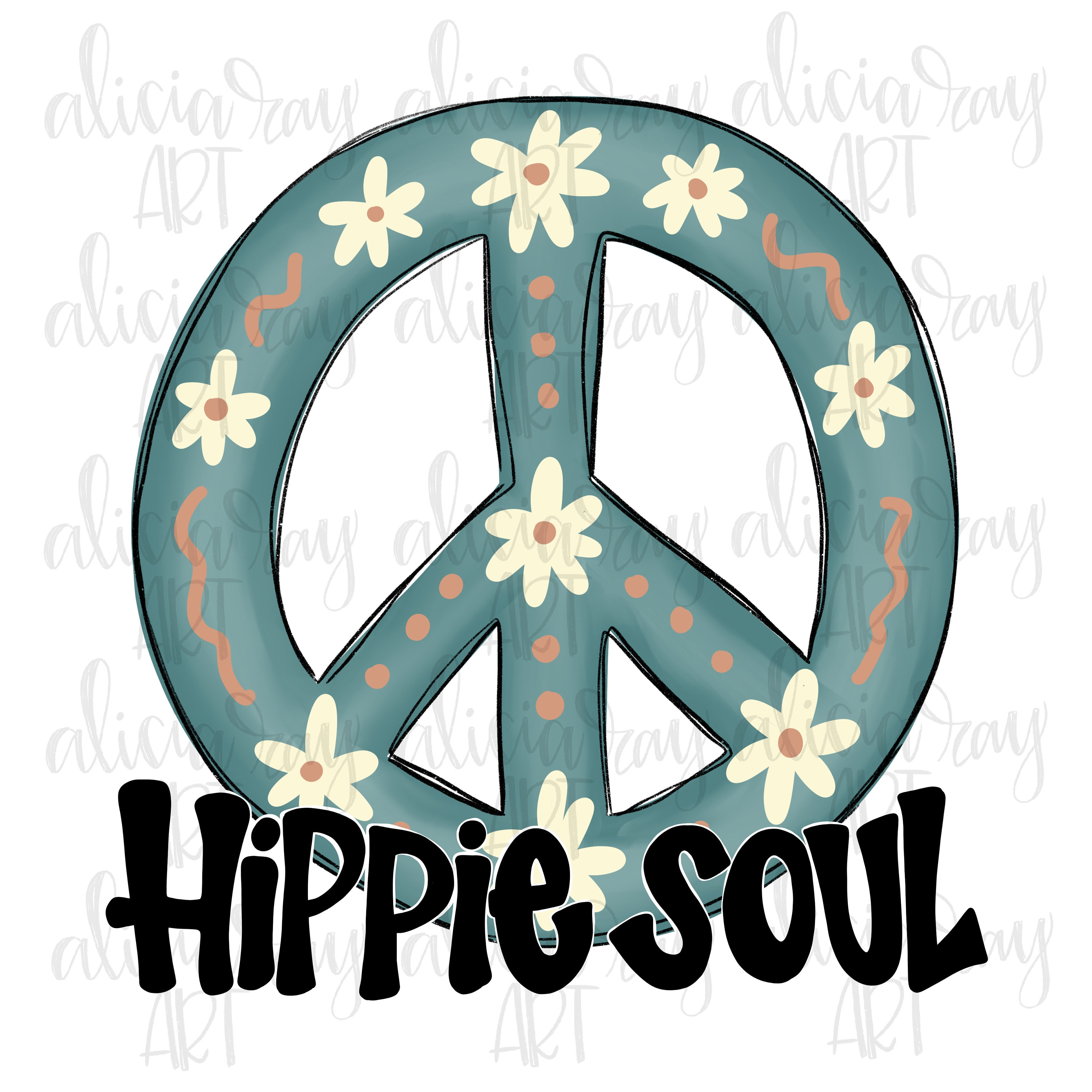 Floral Peace Sign Hippie Soul PNG File Download | Summer Design | Hand ...