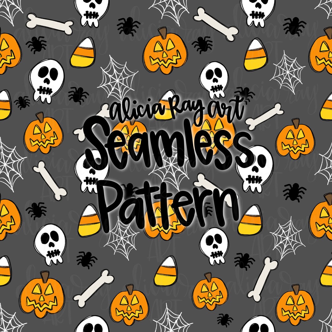 Halloween Fall Print Seamless File PNG | Hand Painted Repeat Pattern ...