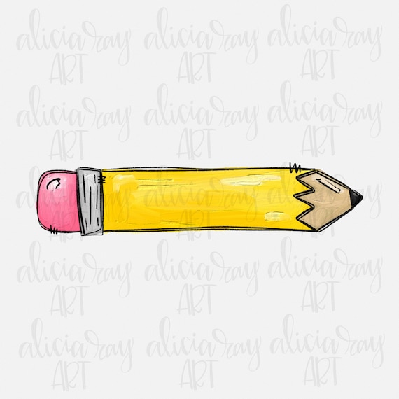 School Pencil Sublimation PNG Teacher Pencil Hand Drawn - Etsy