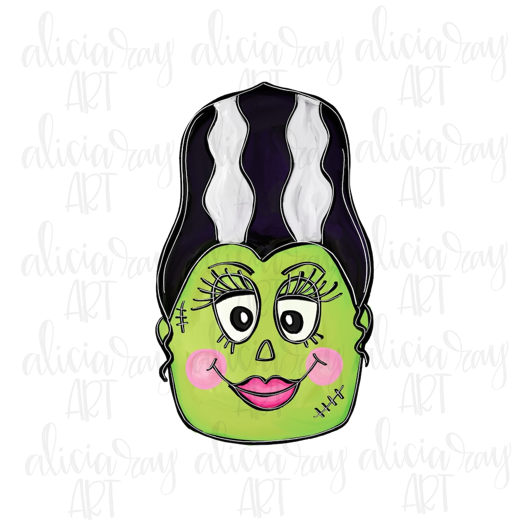 Bride of Frankenstein Halloween PNG Digital Download | Hand Drawn ...