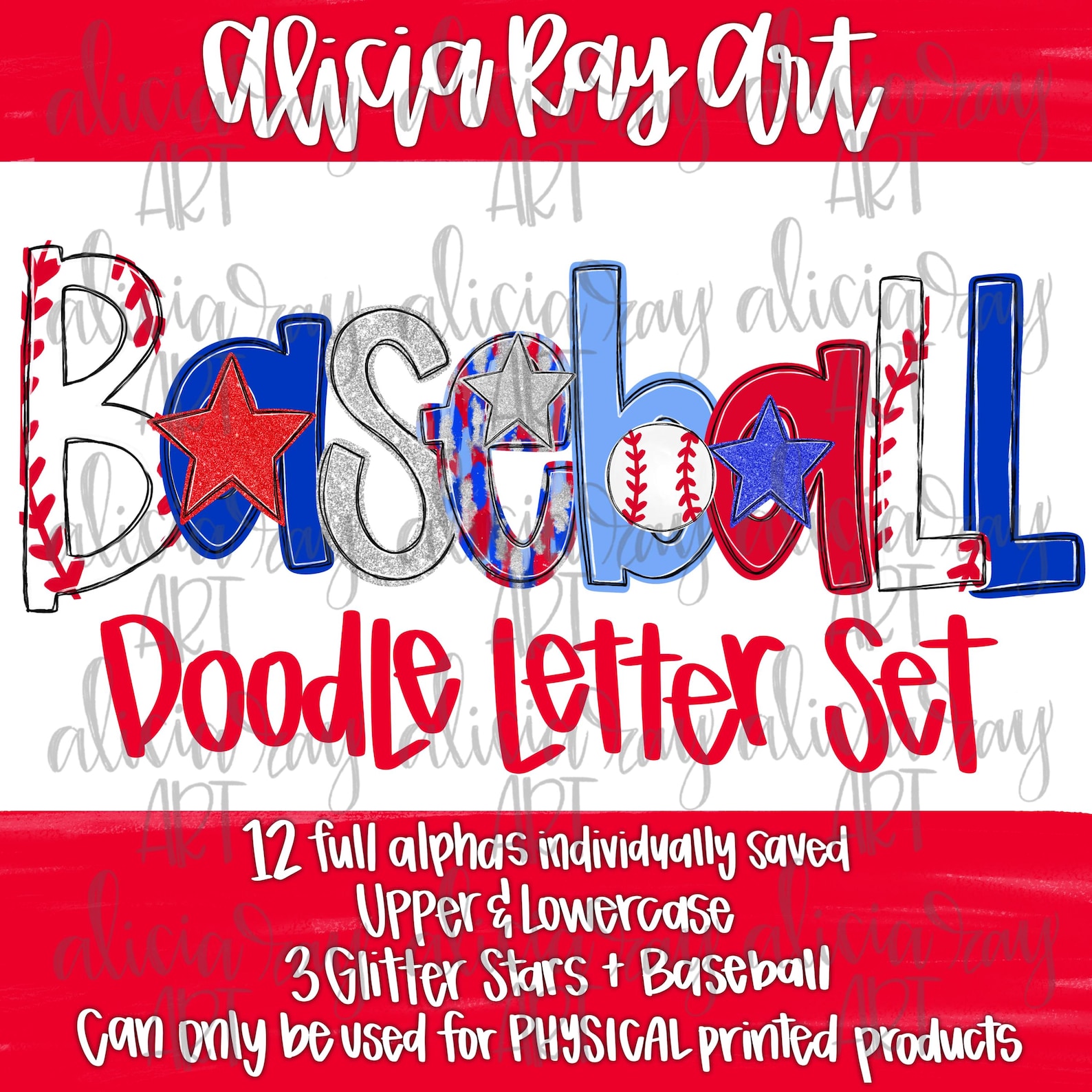 Baseball Hand Drawn Doodle Letter Alpha Set Digital Download | A-Z ...