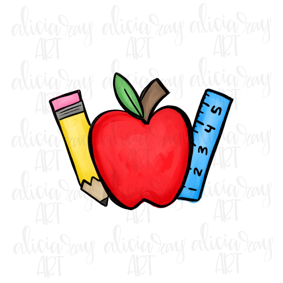 School Pencil Sublimation PNG | Teacher | Pencil | Hand Drawn Digital ...