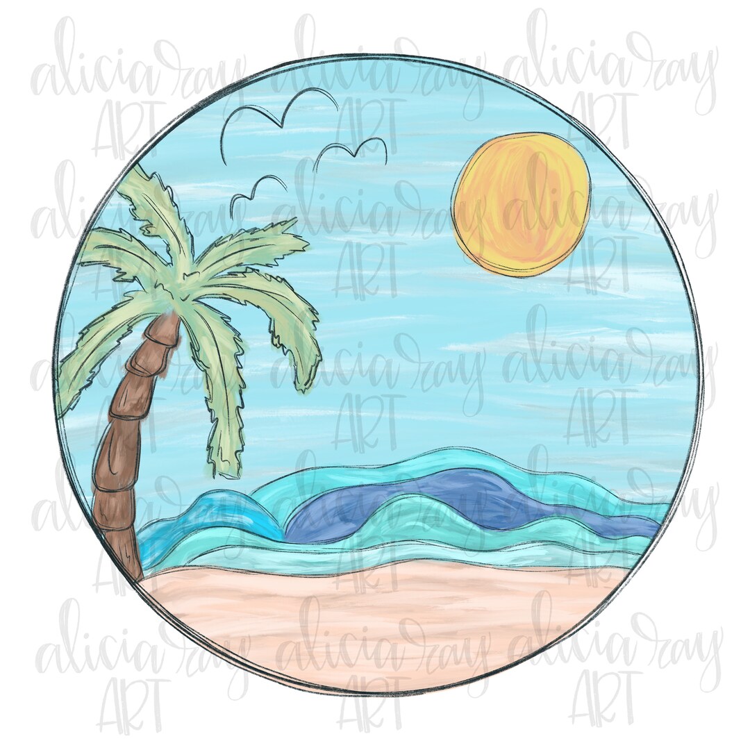 Summertime Beach Scene Sublimation PNG Design | Beach Design | Summer ...