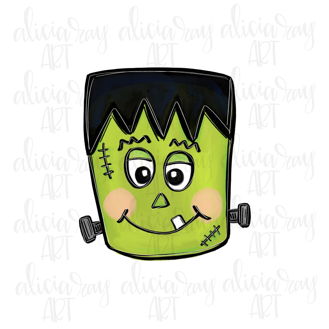 Frankenstein Halloween PNG Digital Download | Hand Drawn Sublimation ...