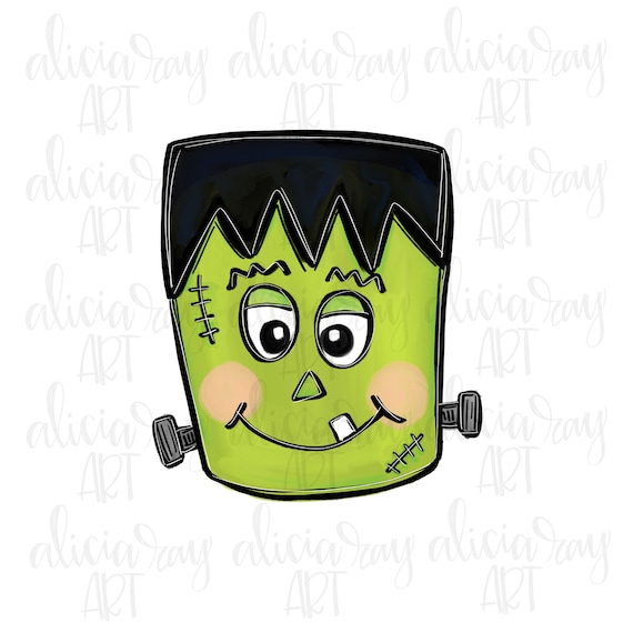 Frankenstein Halloween PNG Digital Download Hand Drawn - Etsy
