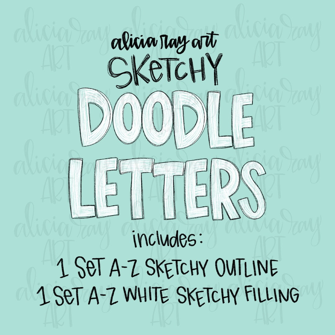 Doodle Letters Alphabet With Transparent Inside and Filling | Hand ...