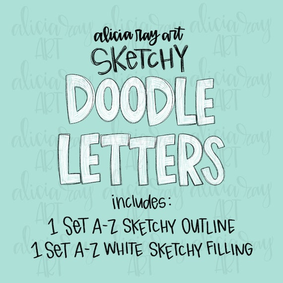 Doodle Letters Alphabet With Transparent Inside and Filling - Etsy
