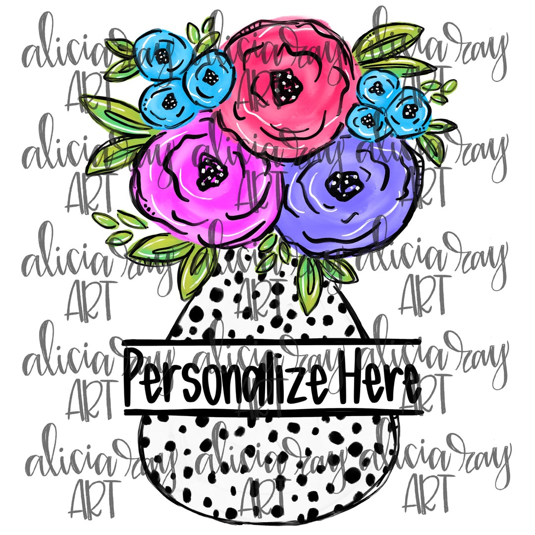 Flower Name Plate Hand Drawn PNG File | Sublimation PNG | Flowers ...