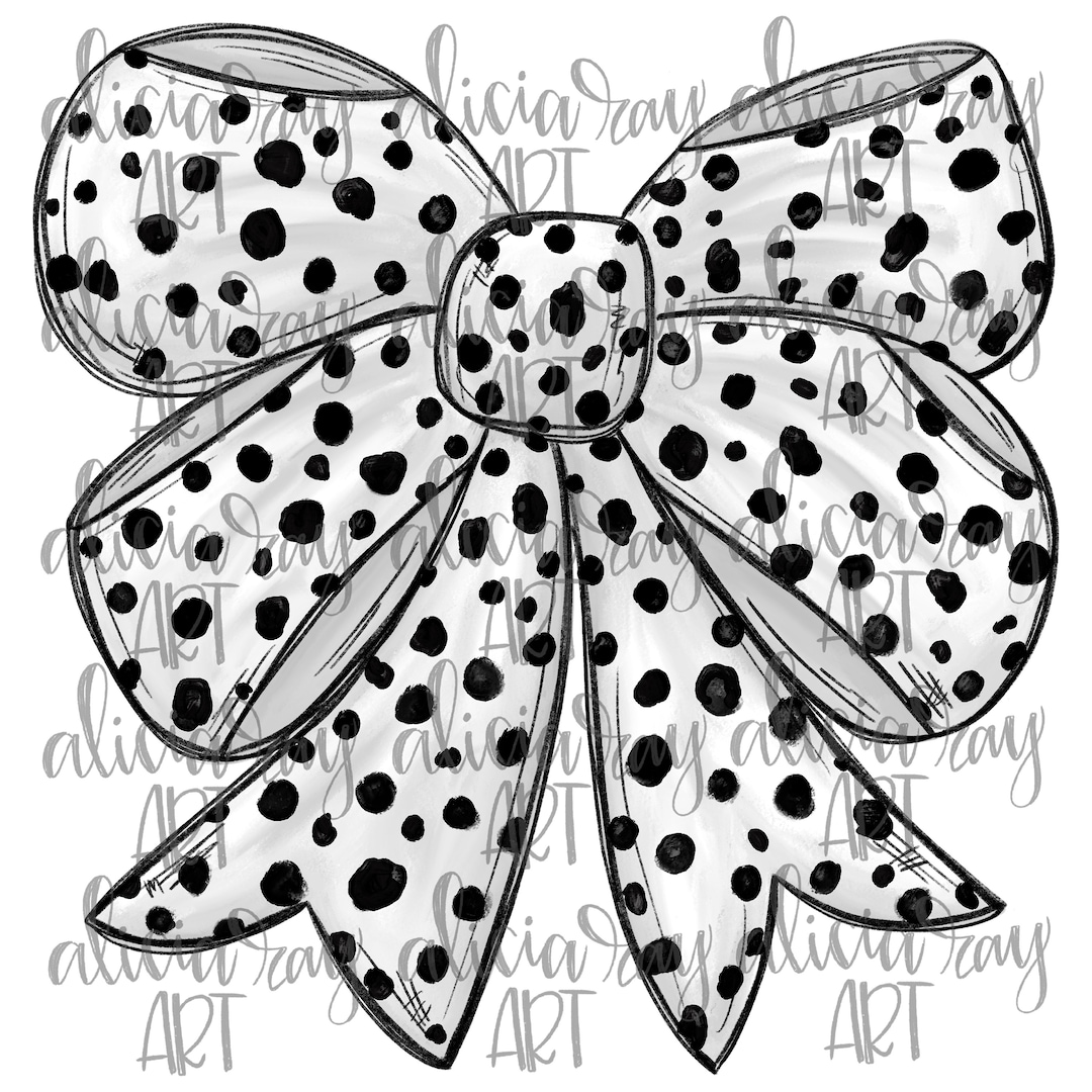 Dalmatian Dot Coquette Bow PNG Design | Hand Drawn | Softball DTF ...