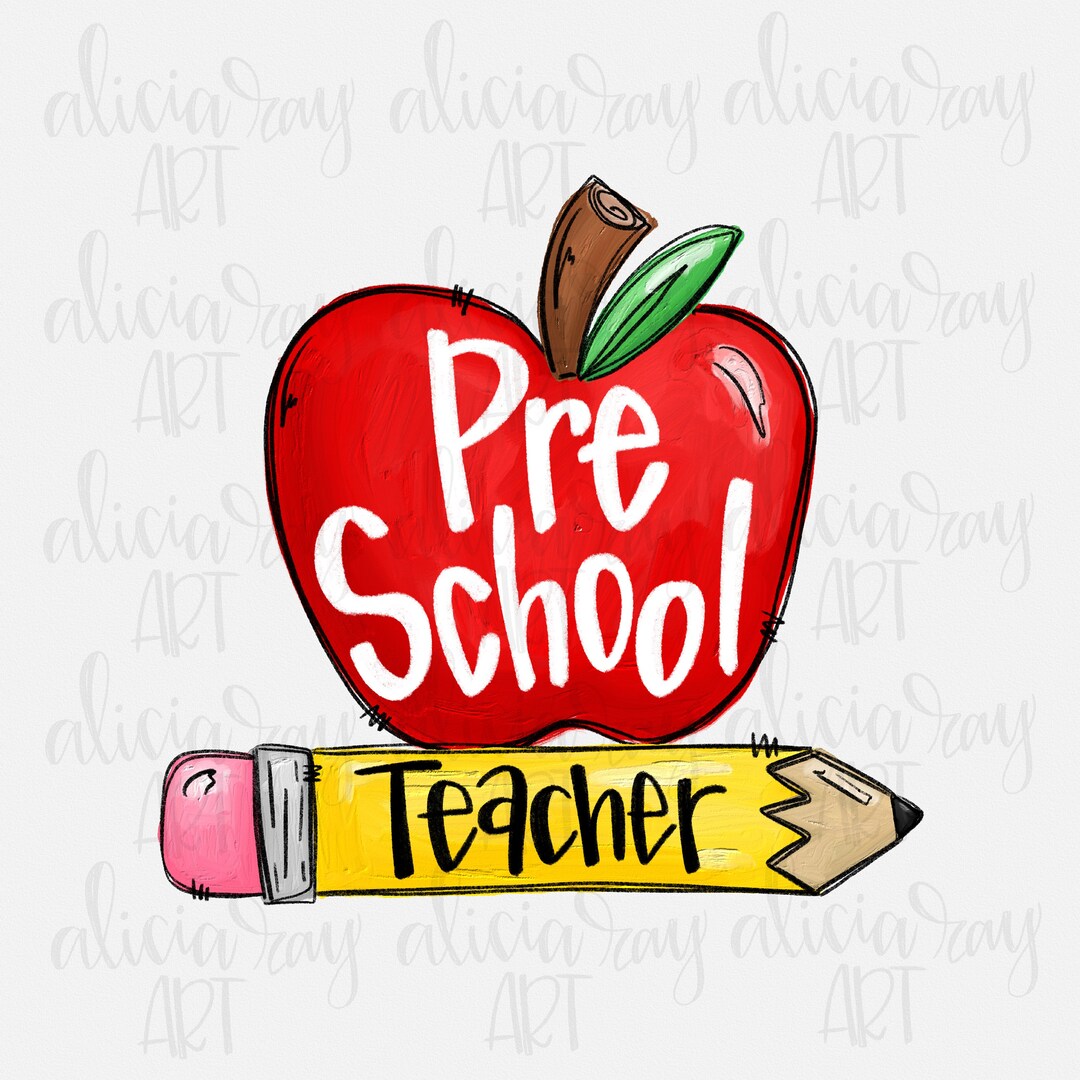 School Teacher Apple Sublimation PNG | Hand Drawn Digital Download ...