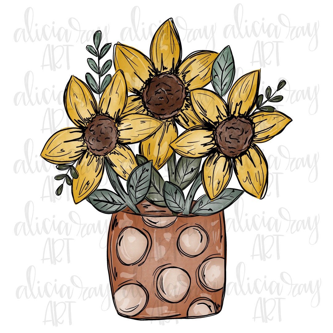 Sunflower Sublimation Design | Hand Drawn | Fall Design Sublimation PNG ...
