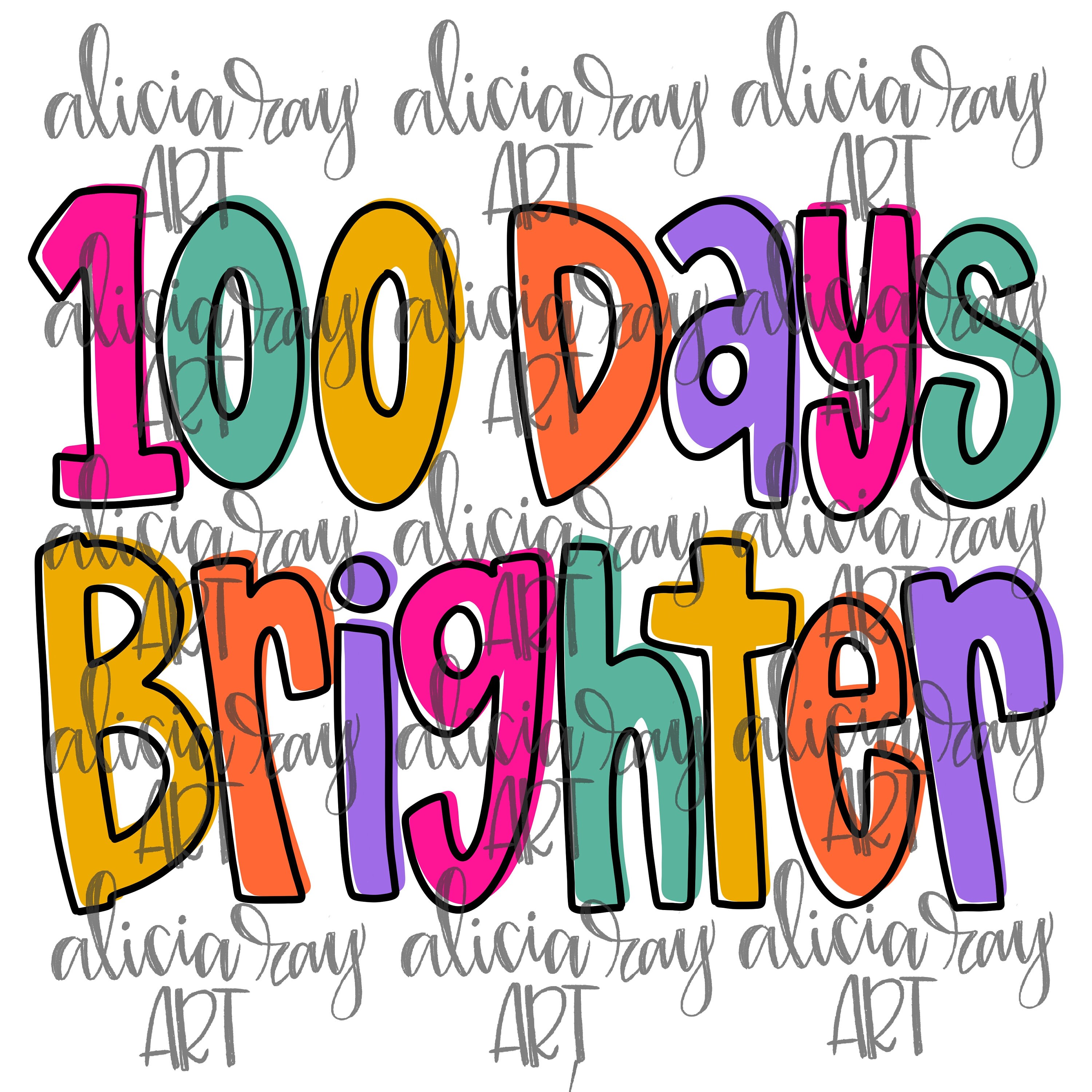 100 Days of School Sublimation PNG | Hand Drawn Digital Download ...