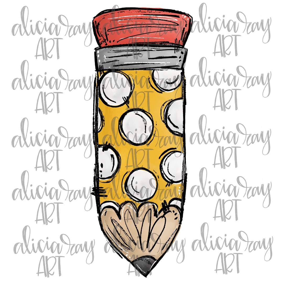 School Pencil Sublimation PNG | Hand Drawn Digital Download | Printable ...