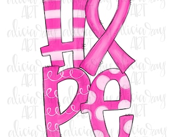 Breast Cancer Doodle Letters - Etsy