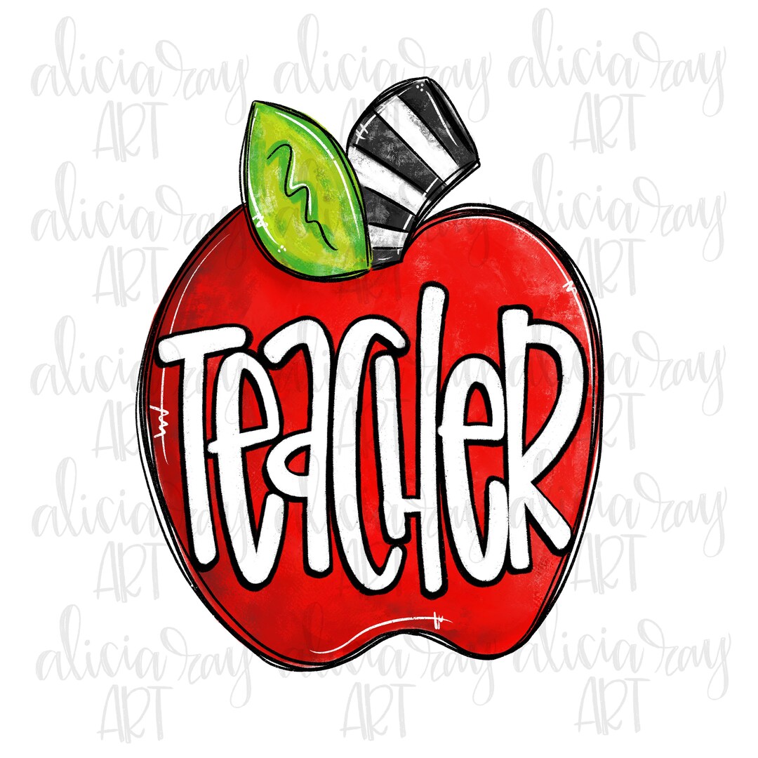 Teacher Sublimation Design | Apple | Hand Drawn | Sublimation PNG ...