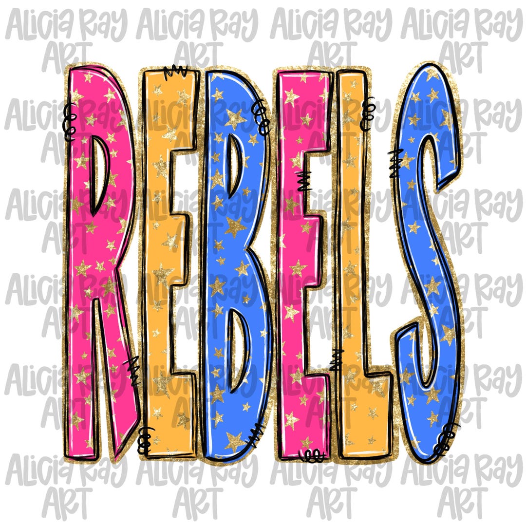 Rebels Preppy Starry Mascot PNG File | Trendy Mascot DTF Design | Hand ...