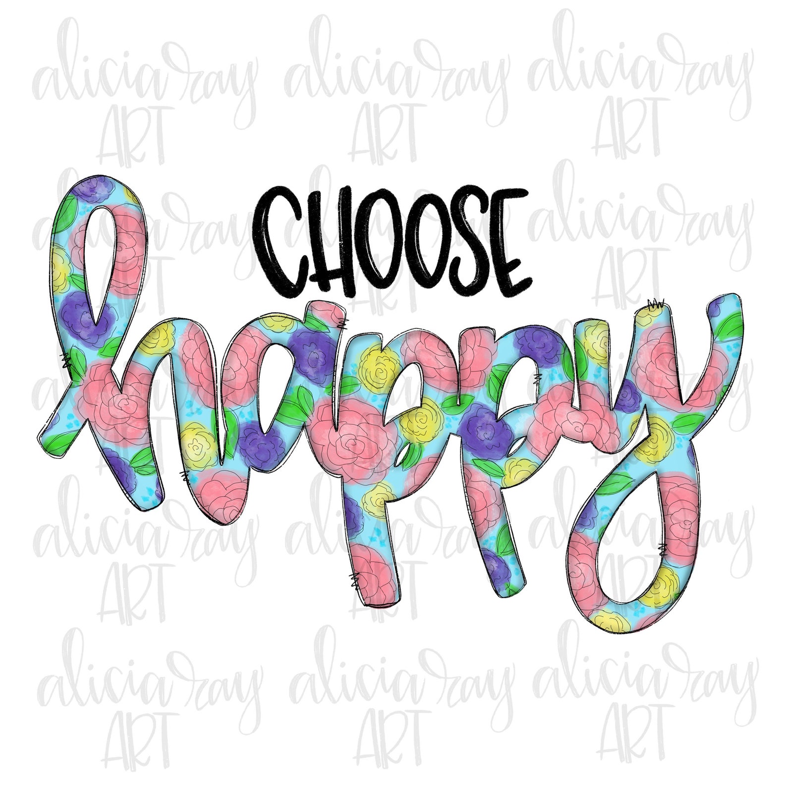 Choose Happy PNG Design Sublimation Hand Drawn Art - Etsy