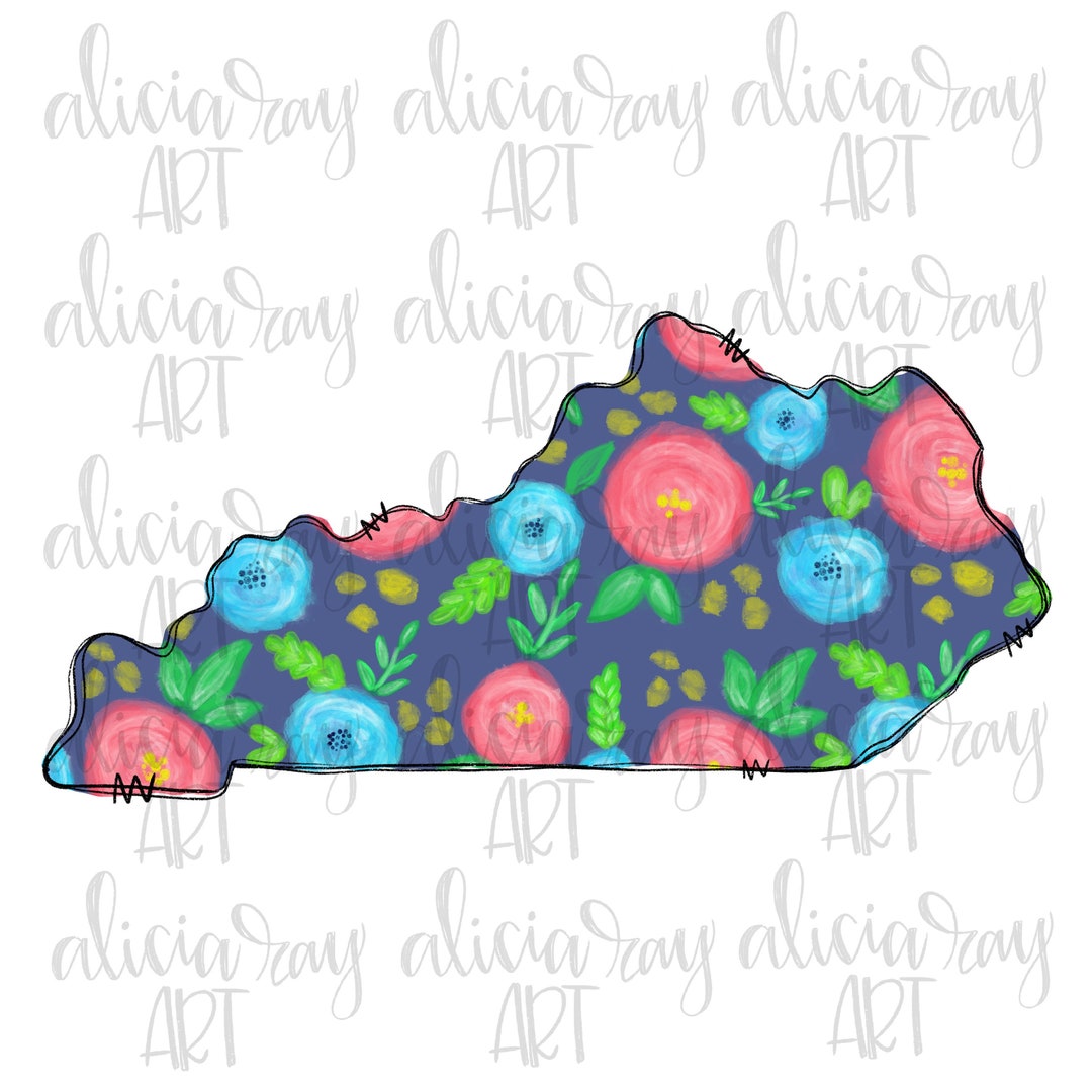 Kentucky Sublimation Design | KY State Floral Design | Hand Drawn ...