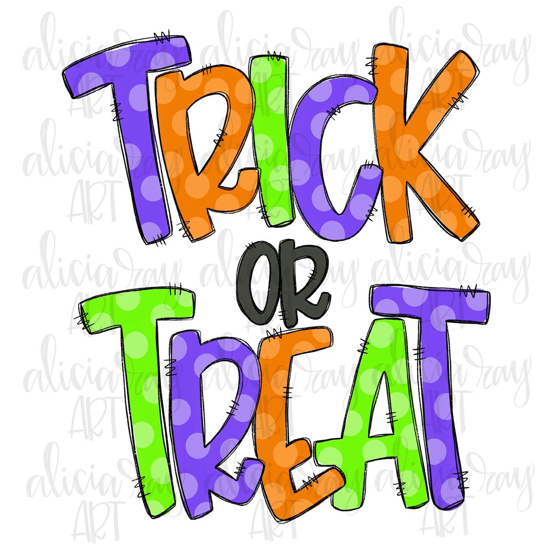 Trick or Treat Doodle Letters Sublimation PNG Design | Hand Drawn ...