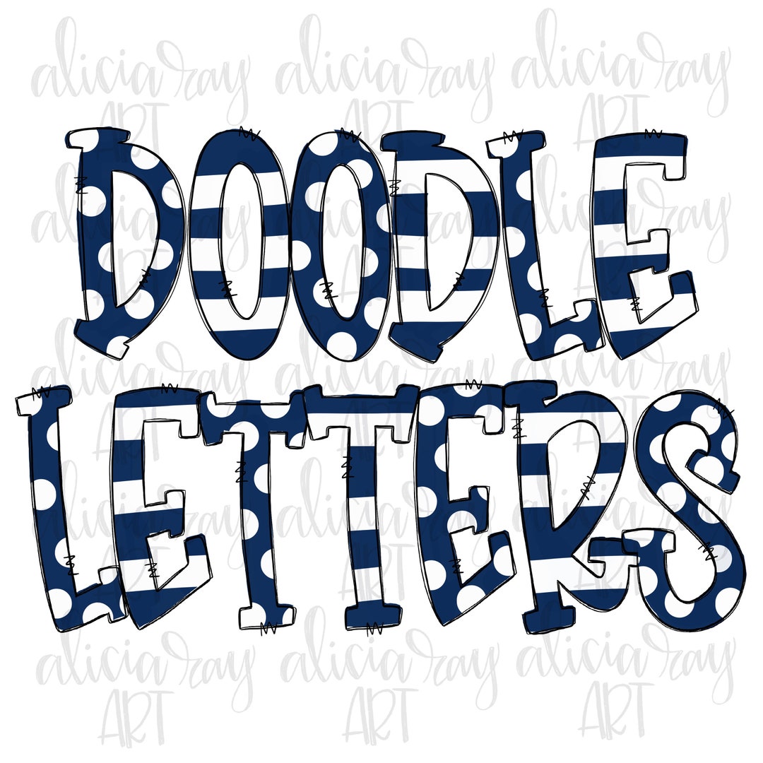 Navy Blue Doodle Letters Alphabet | Hand Drawn Alphabet | Alpha Pack ...