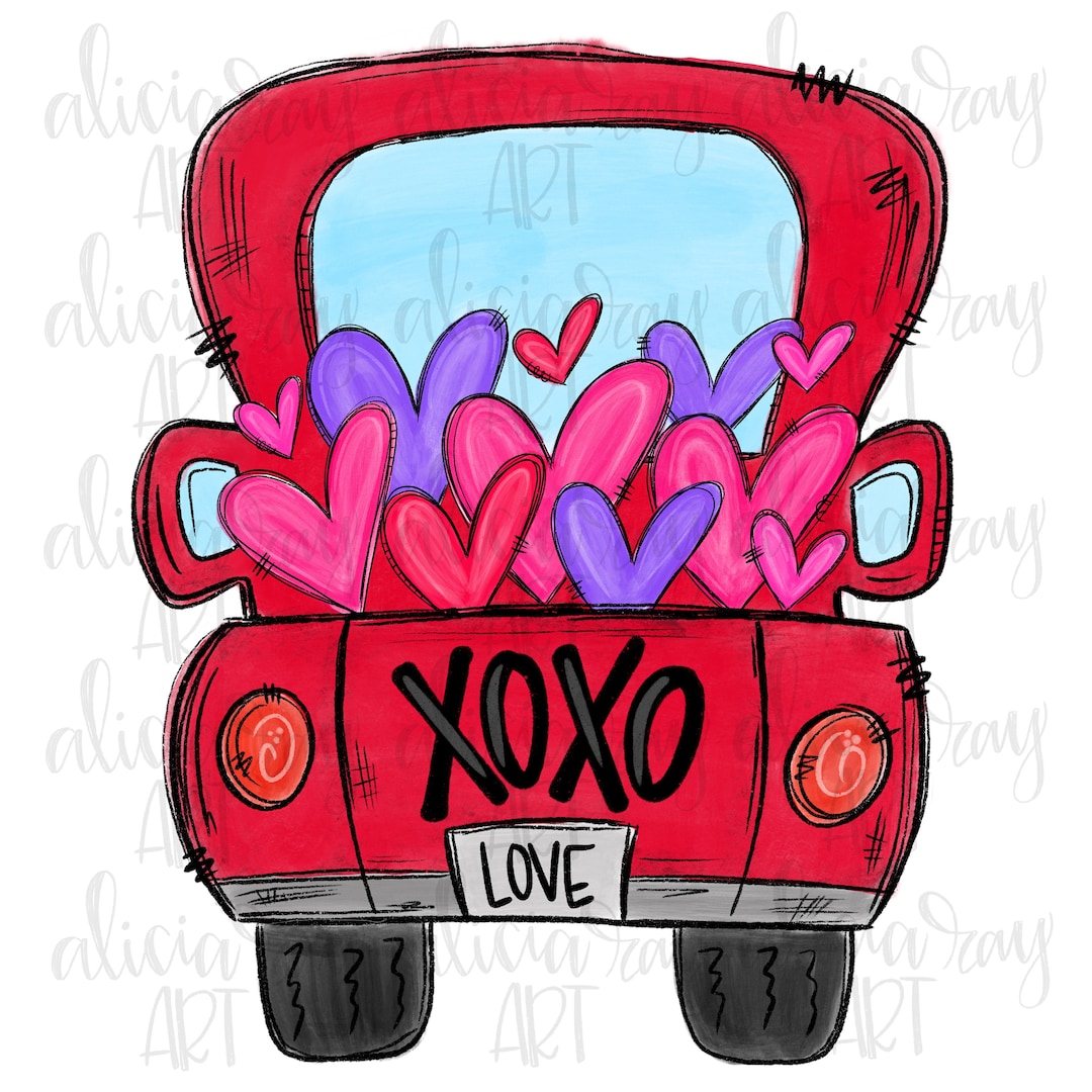 Valentine Truck Sublimation PNG Design | Hand Drawn | Digital Download ...