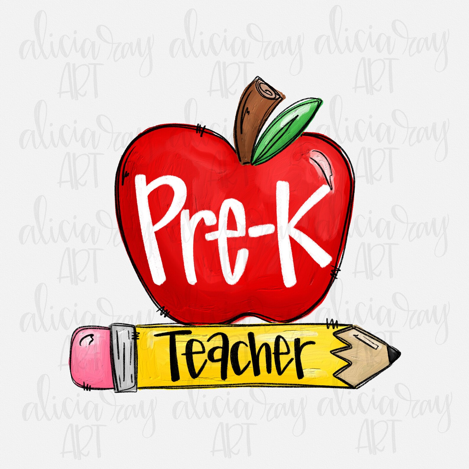 School Teacher Apple Sublimation PNG | Hand Drawn Digital Download ...