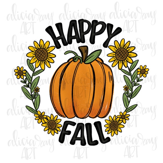 Happy Fall Pumpkin PNG Digital Download Hand Drawn | Etsy