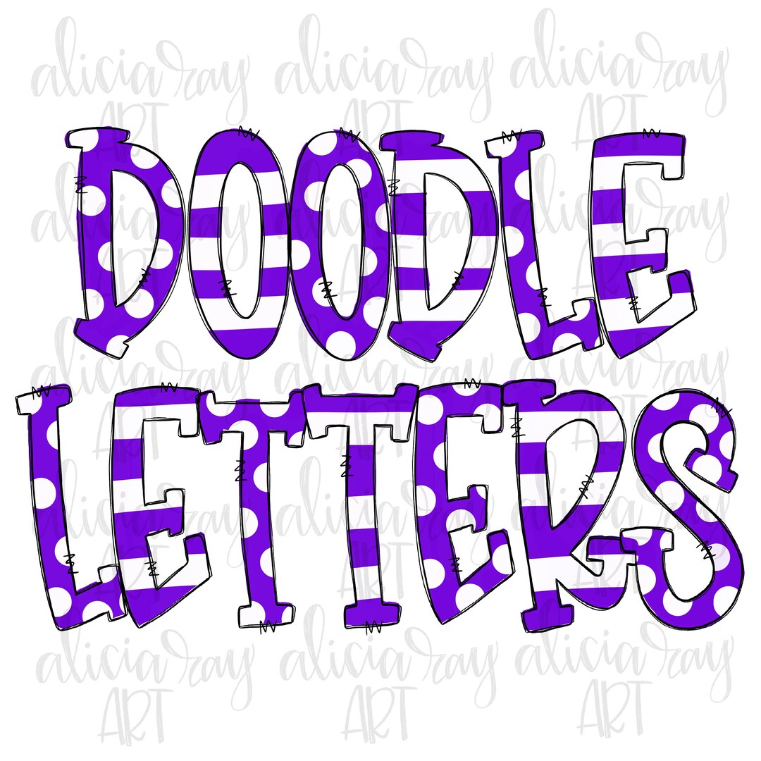 Purple Doodle Letters Alphabet | Hand Drawn Alphabet | Alpha Pack ...