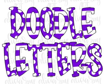Leopard Doodle Letters Alphabet Hand Drawn Alpha Pack - Etsy