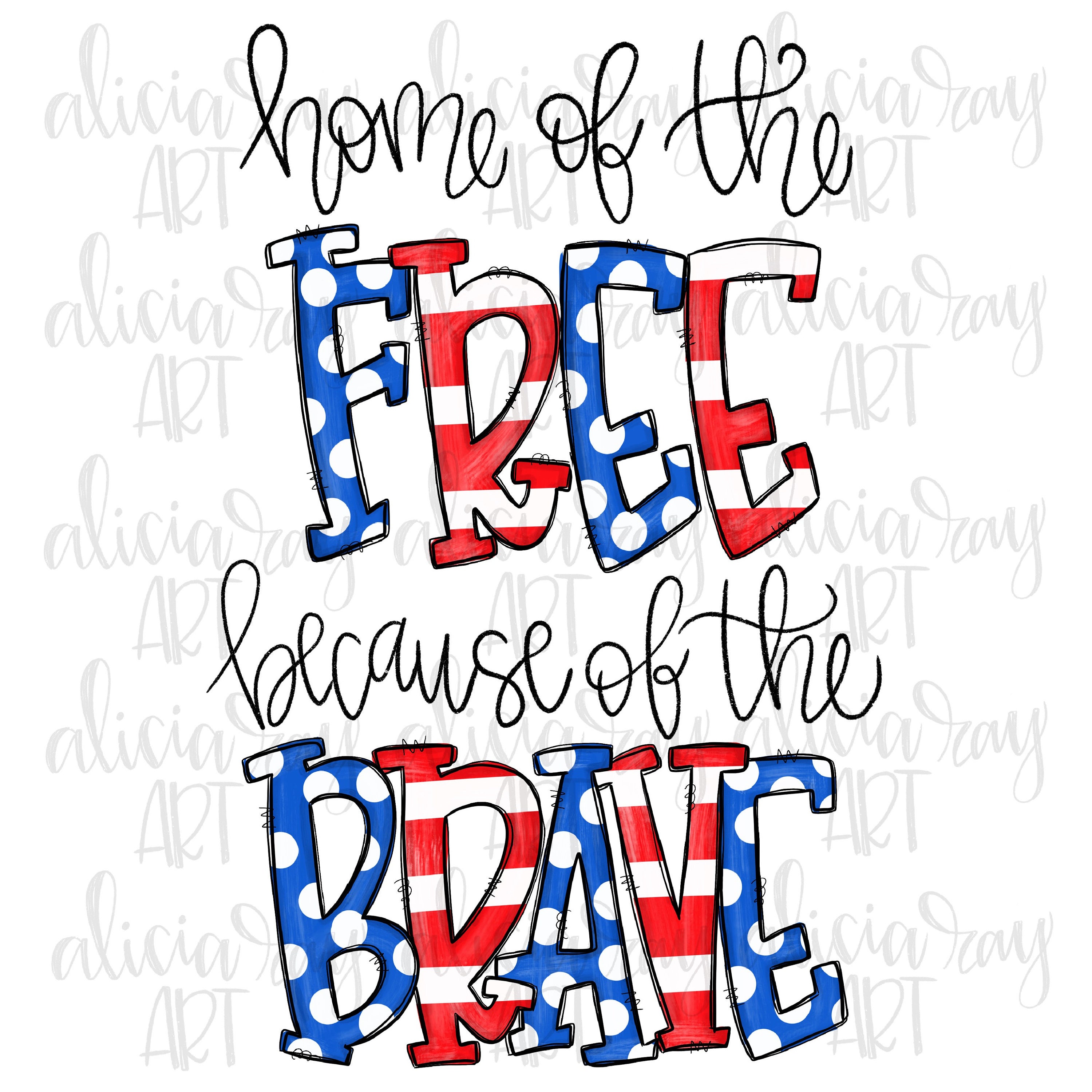 Patriotic Hand Drawn Digital Download Art Star Spangled Cutie 4th of ...