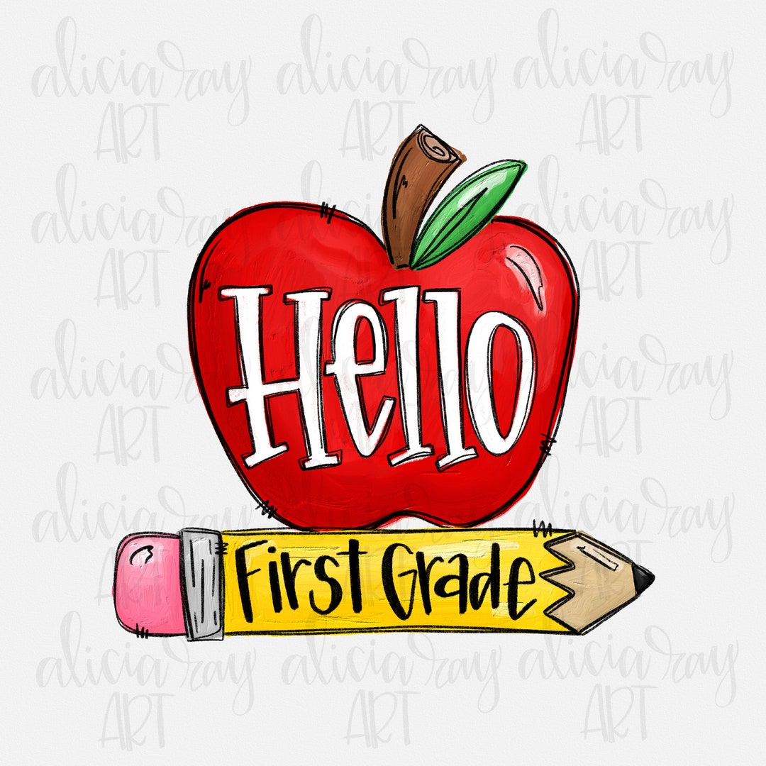 School Pencil Apple Sublimation PNG | Hand Drawn Digital Download ...