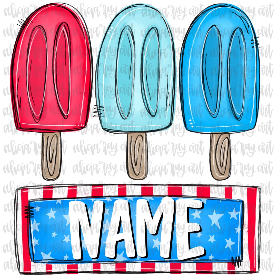 Boy Patriotic Popsicles Name Plate Frame PNG Design | Hand Drawn DTF ...