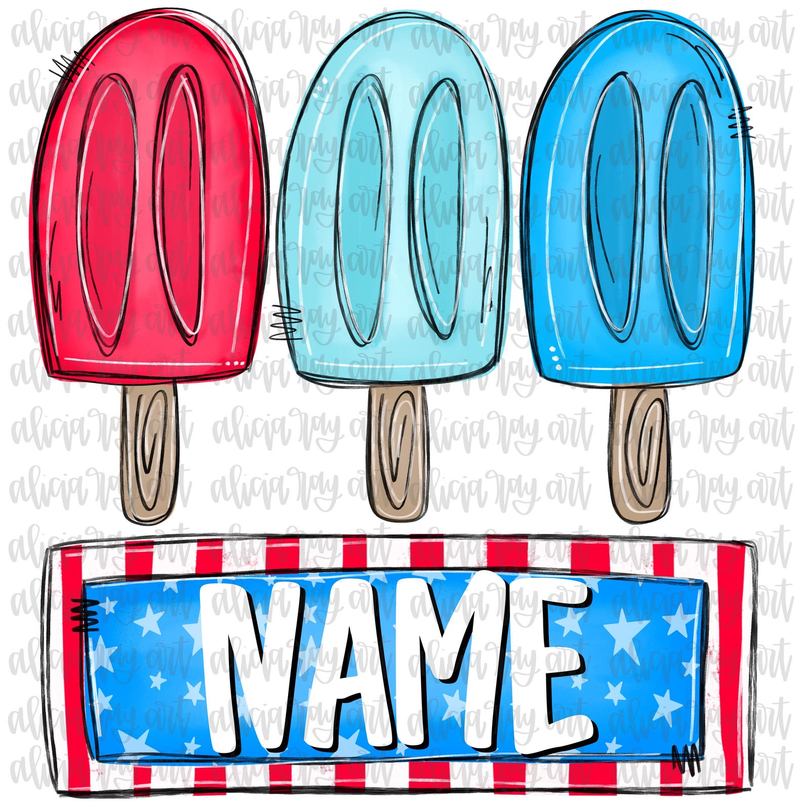Boy Patriotic Popsicles Name Plate Frame PNG Design | Hand Drawn DTF ...