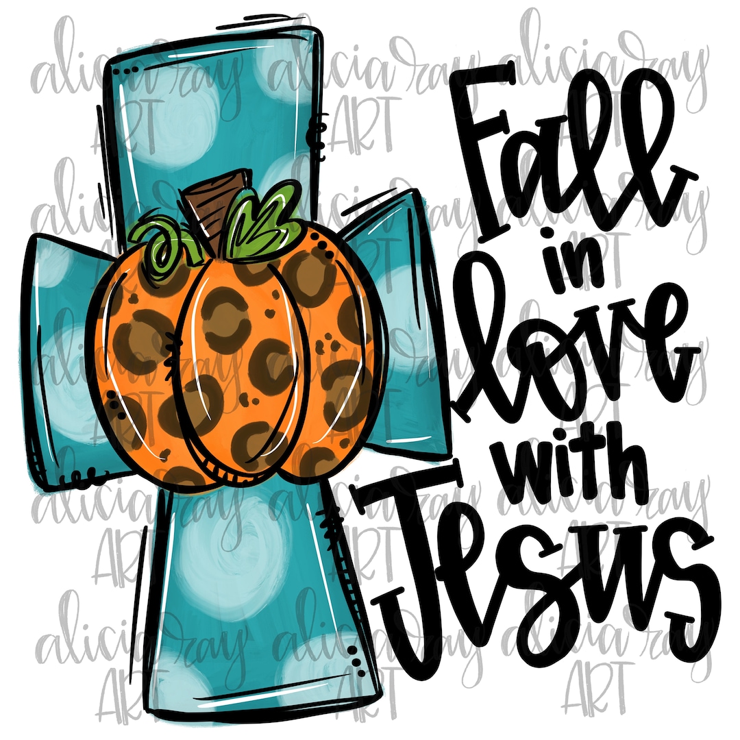Fall Pumpkin Cross PNG Digital Download | Hand Drawn Sublimation File ...