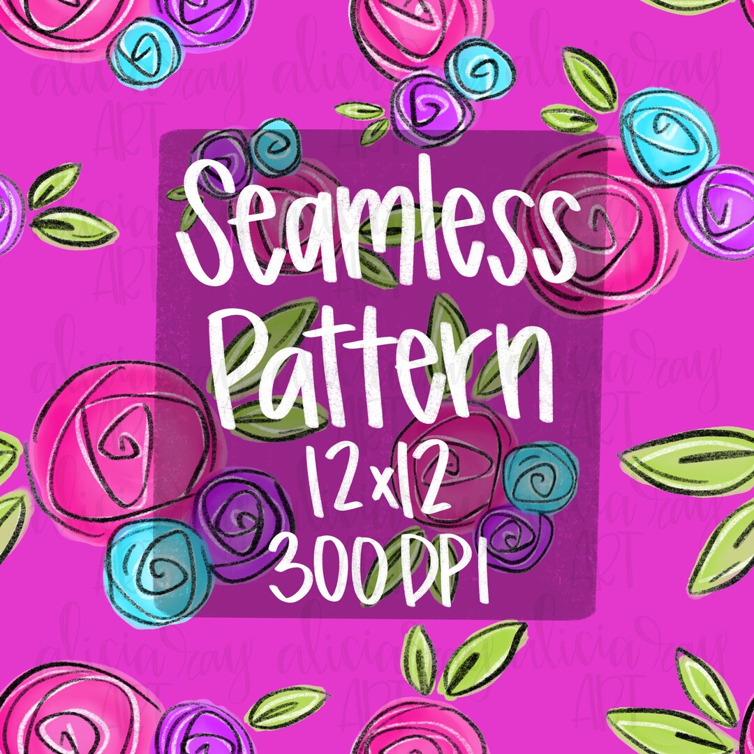 Floral Seamless File Pattern PNG | Hand Painted | Repeat Pattern ...