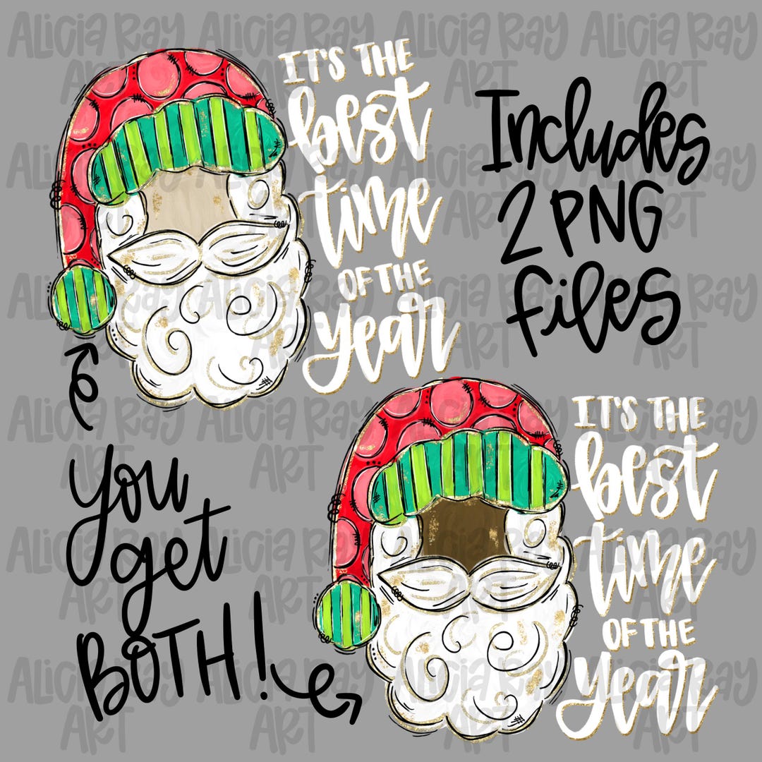 Hand Drawn Santa Claus It's the Best Time of the Year Christmas Digital ...