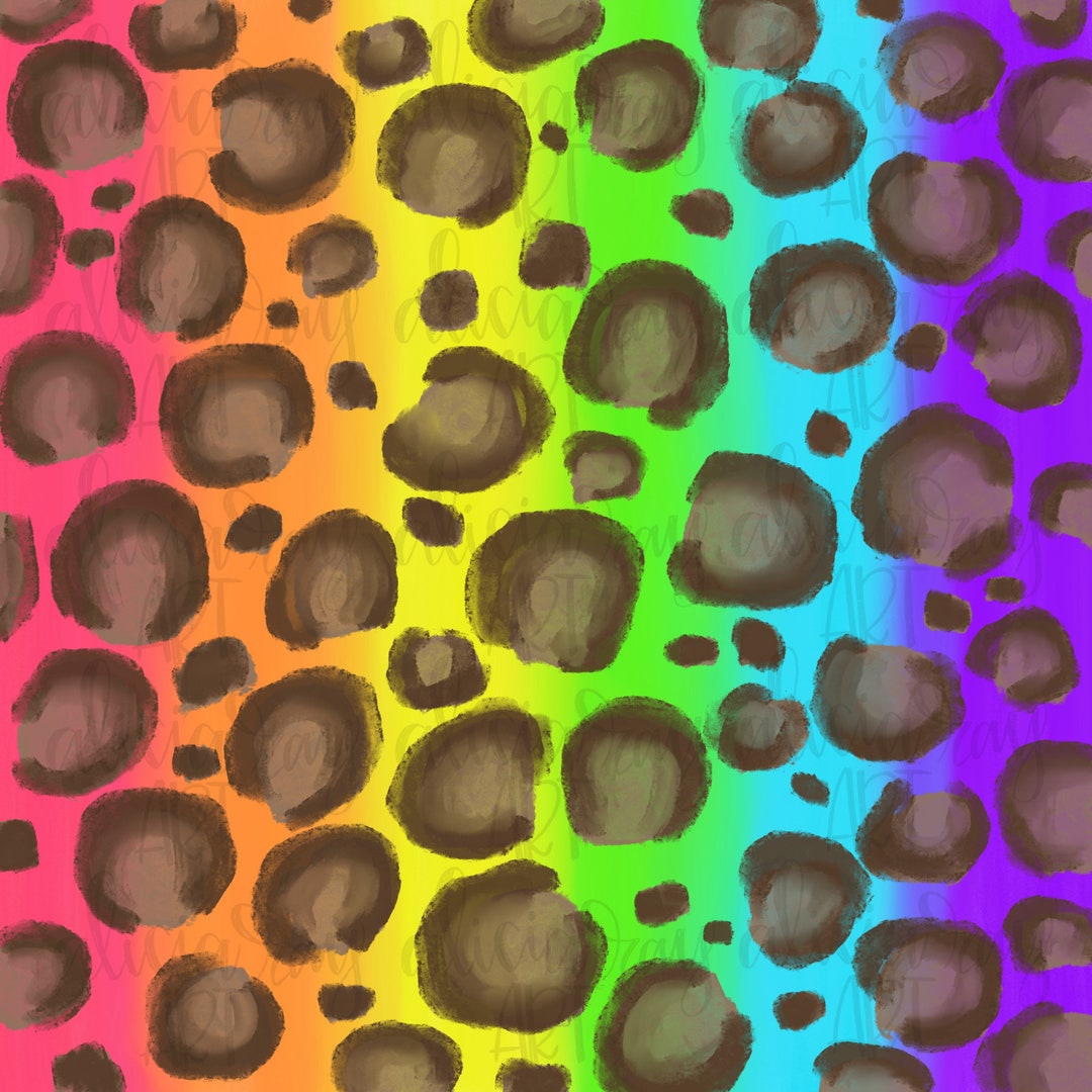 Rainbow Leopard Digital Paper PNG Design | Hand Painted | Scrapbook ...