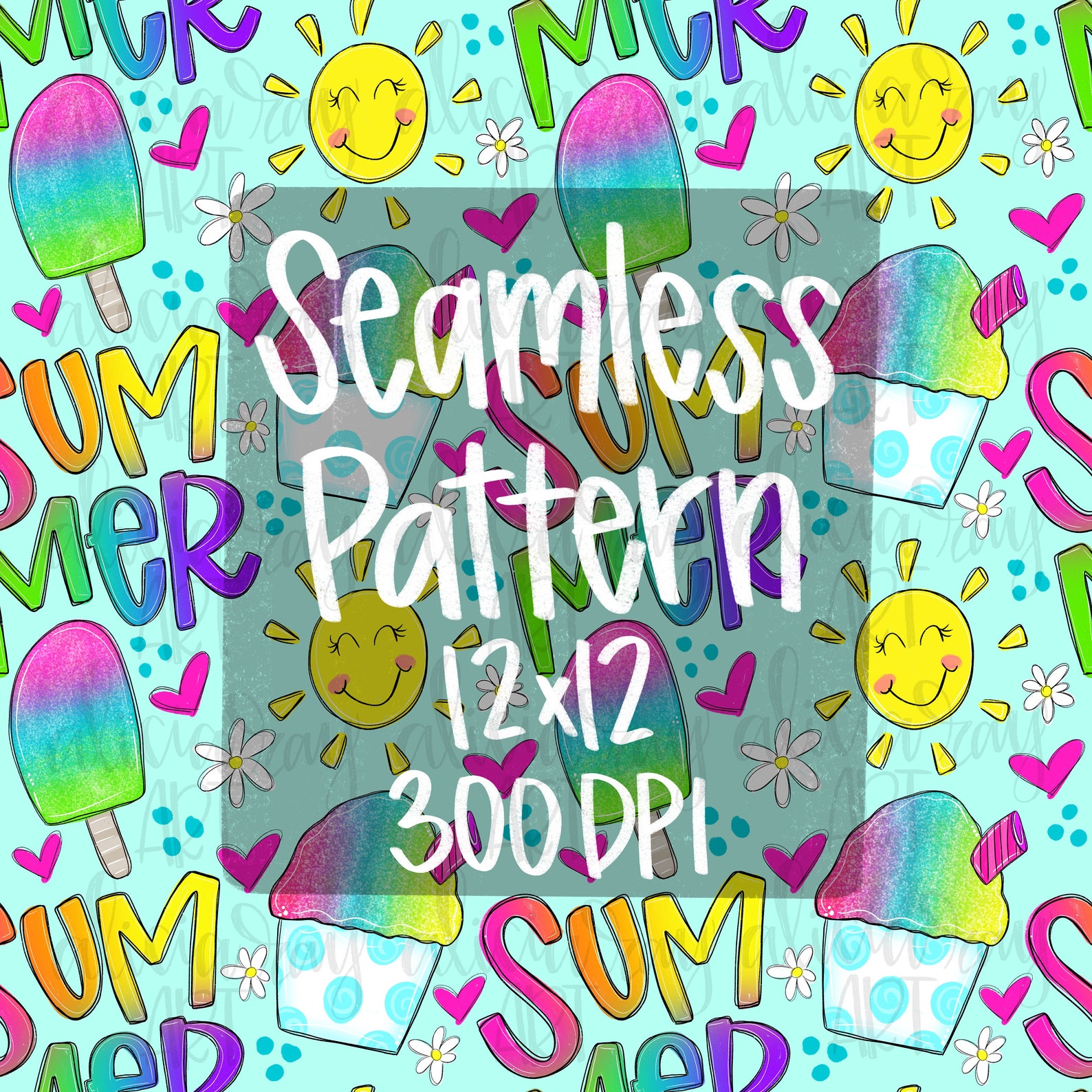 Summer Seamless File Pattern PNG Hand Painted Repeat | Etsy