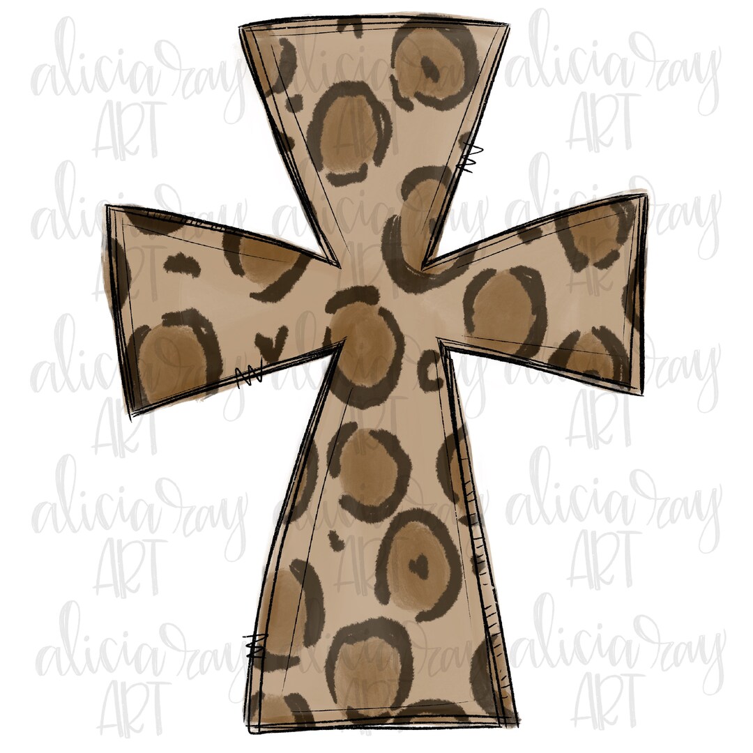 Leopard Cross Sublimation PNG Design | Easter | Hand Drawn | Digital ...