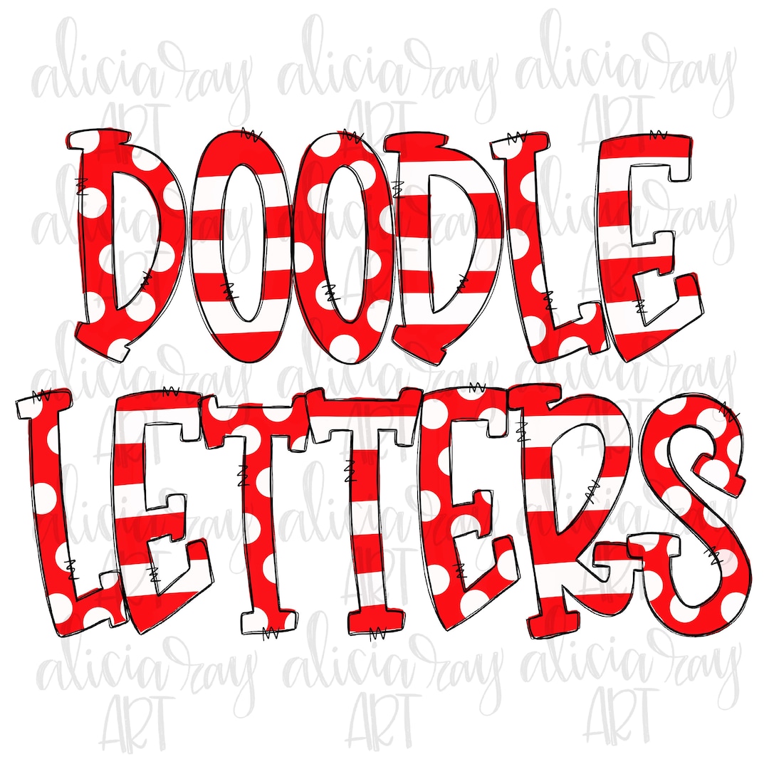 Red Doodle Letters Alphabet | Hand Drawn Alphabet | Alpha Pack Digital ...