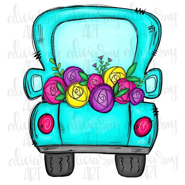 Truck With Flowers - Etsy