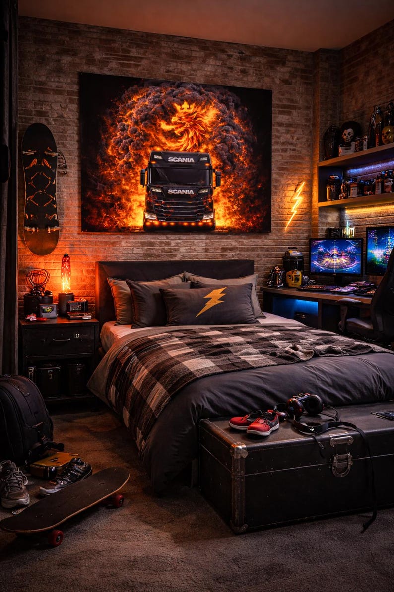 Scania Fire Dragon Truck Poster – Diesel Man Cave Garage Art (digital ...